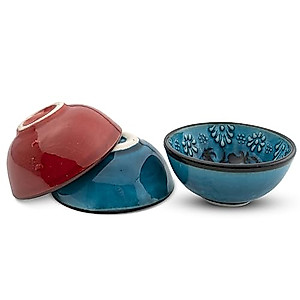 Bascuda® Small Ceramic Bowls Set of 6 with Gift Box - Snack Bowls for Tapas, Dessert, Nuts, Olive, Soy Sauce Dish, Dip - Colourful Decorative Moroccan Spanish Mexican - Decorative Bowl - 3.14 Inches