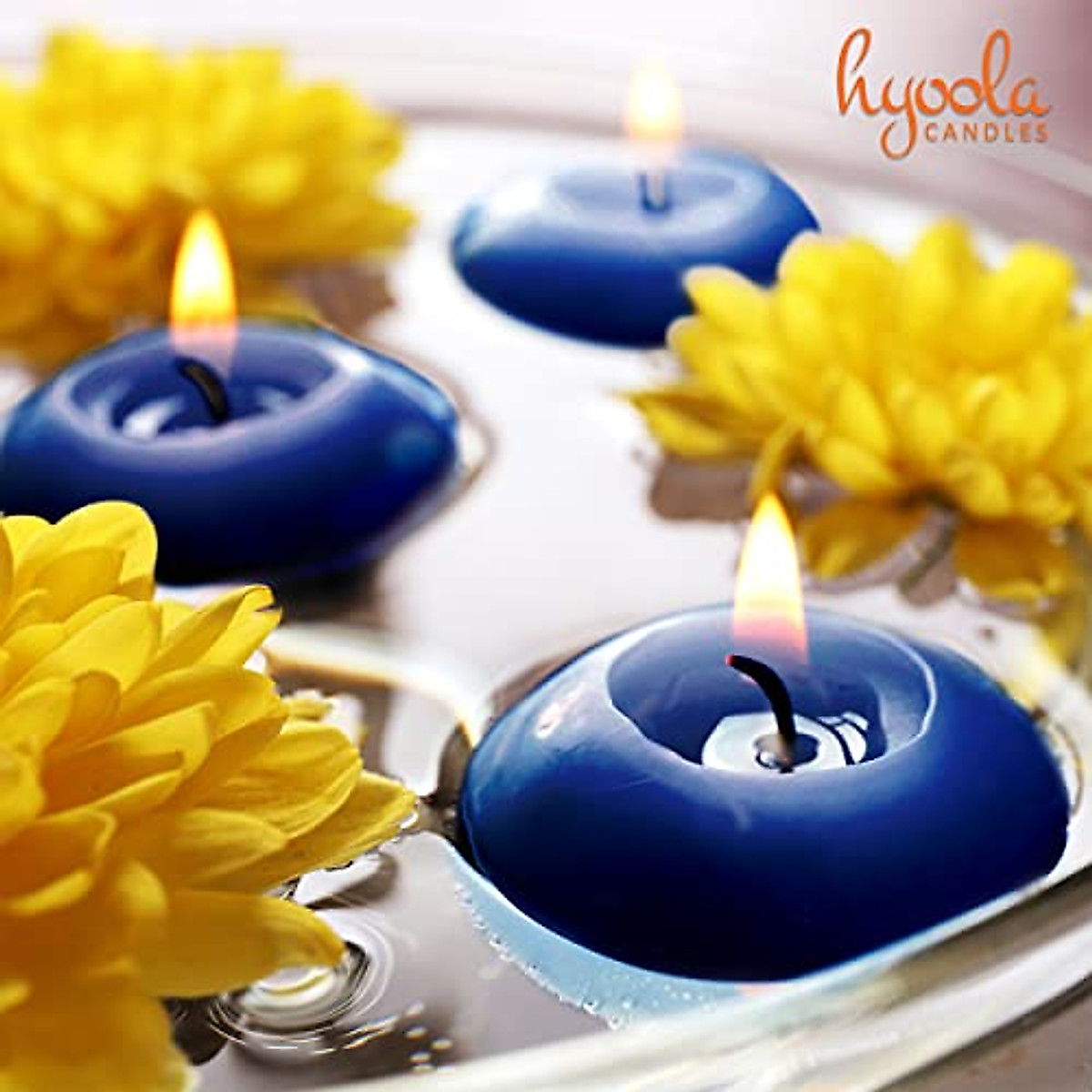 Hyoola Premium Midnight Blue Floating Candles 1.75 Inch - 3 Hour Burn Time - Made in Europe - 20 Pack