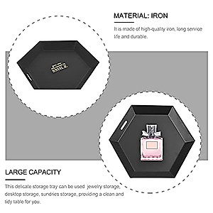 KESYOO Ottoman Tray Metal Serving Tray Vintage Hexagon Wrought Iron Towel Stand Holder for Perfume Jewelry Comestics Coffee Candle Bath Vanity Bathroom Kitchen Wedding Decor