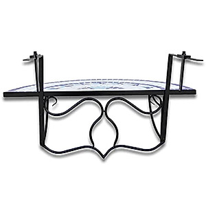 ZQQLVOO Hanging Balcony Table,Patio Table Decoration,Mosaic Table Outdoor,Mosaic Plant Stand,Garden Table,Tea Table,for Gardens,Decks,Porches and Backyards,Blue and White Mosaic