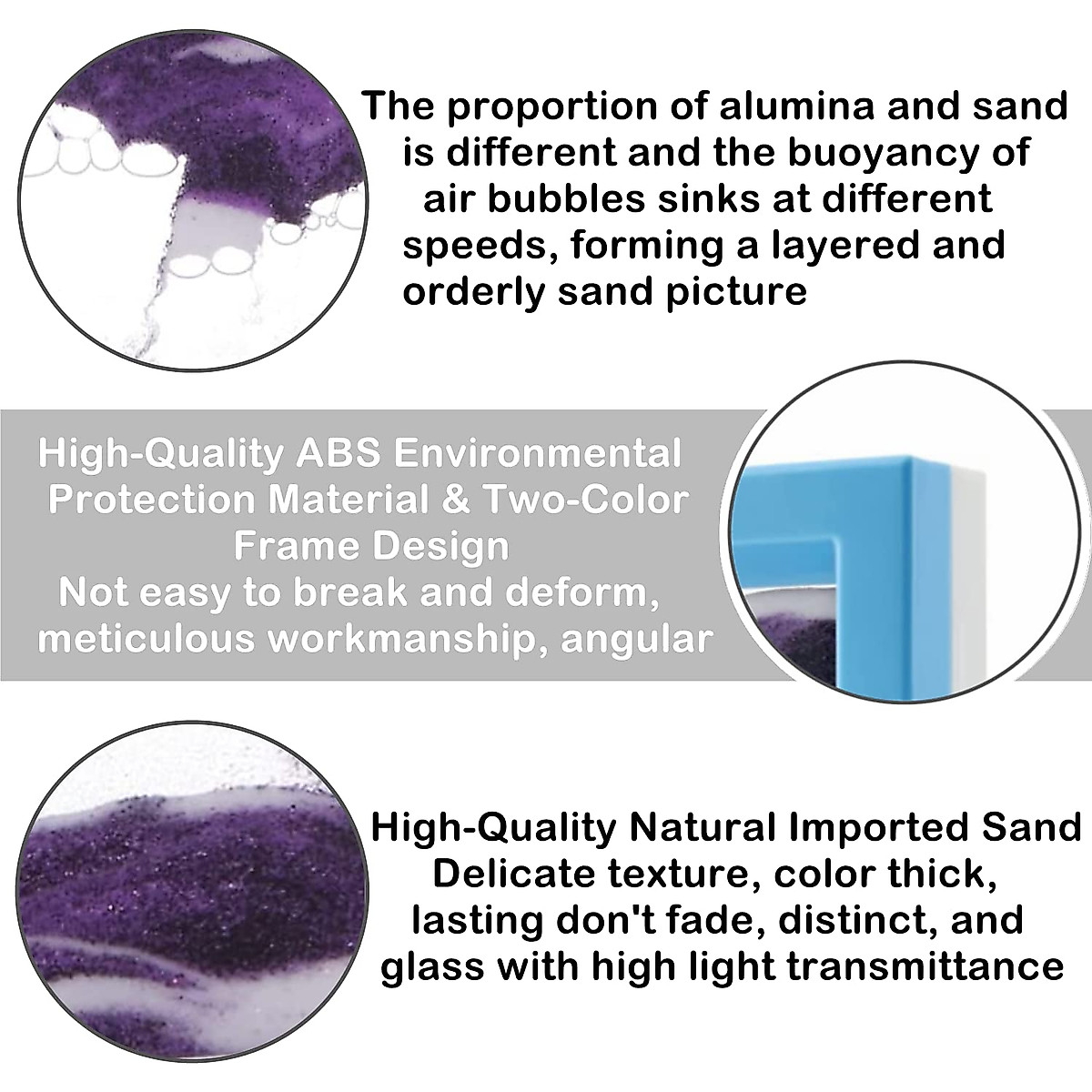 ANXUS Moving Sand Art Liquid Motion Bubble, Flowing Sand Art Picture, Desktop Art, Sensory Calming Fidget Desk Decor, Voted Best Gift! (Purple)