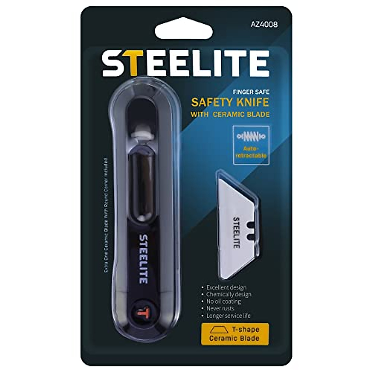 Steelite Box Cutter Ceramic Auto-retract Cutter Safe Unboxing Kinves Extra Ceramic Blade Unpacking Auto Retractable Cutter Manual Button
