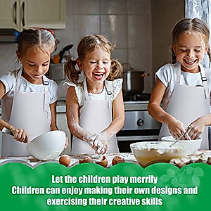 Handepo 35 Pcs Children Artists Aprons with Pockets Adjustable Chef Apron Kids Painting Aprons for Cooking Kitchen Grilling Painting (White, Age 7-13)