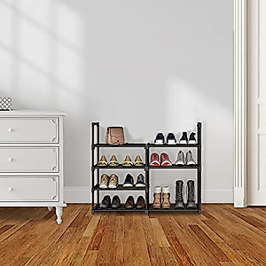 MYITYARD Shoe Rack, 4 Tier Free Standing Shoe Shelf Detachable Metal Multi-Layer Stackable Shoe Storage Organizer for Entrance, Clothing Room, Black