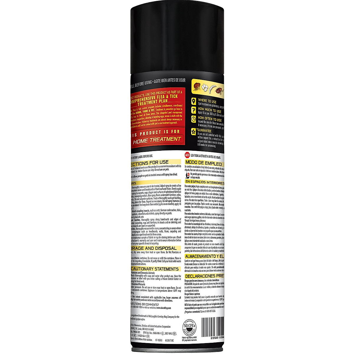 Black Flag Flea & Tick Killer for Upholstery & Pet Bedding Aerosol, 16-Ounce
