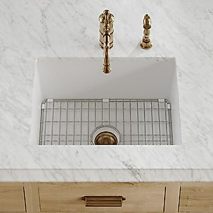 Whitehaus Collection Undermount/Drop-in Fireclay Kitchen Sinks, Stainless Steel Grid Included