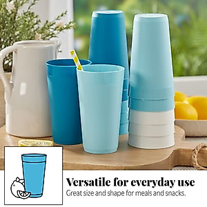 US Acrylic Newport 20 ounce Unbreakable Plastic Stackable Water Tumblers in Blue Sky | Set of 12 Drinking Cups | Reusable, BPA-free, Made in the USA, Top-rack Dishwasher and Microwave Safe
