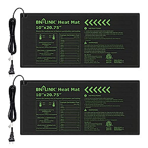 BN-LINK Durable Seedling Heat Mat Warm Hydroponic Heating Pad Waterproof 10" x 20.75" - 2 Pack for Seed Starting Greenhouse and Germination