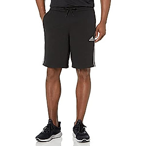 adidas Men's Essentials Fleece 3-Stripes Shorts, Black/White, Medium