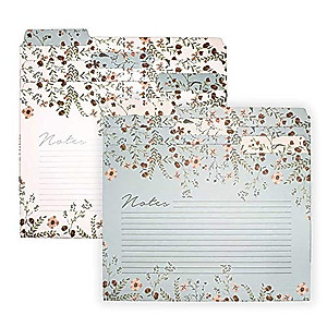 Steel Mill & Co Thick Sturdy File Folders Decorative, Set of 6 File Folders with Tabs and Sticker Labels, Cute Colored File Folders Letter Size with Notes Section, Woodland Floral