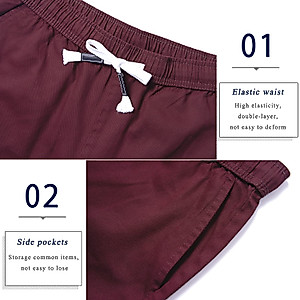 APTRO Men's Elastic Waistband Cotton Cargo Shorts Relaxed Fit Summer Casual Shorts A901 Wine 2XL