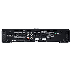 BOSS Audio Systems R2504 Riot Series Car Audio Stereo Subwoofer Amplifier - 1000 High Output, 4 Channel, Class A/B, 2/4 Ohm, High/Low Level Inputs, High/Low Pass Crossover, Bridgeable, Full Range