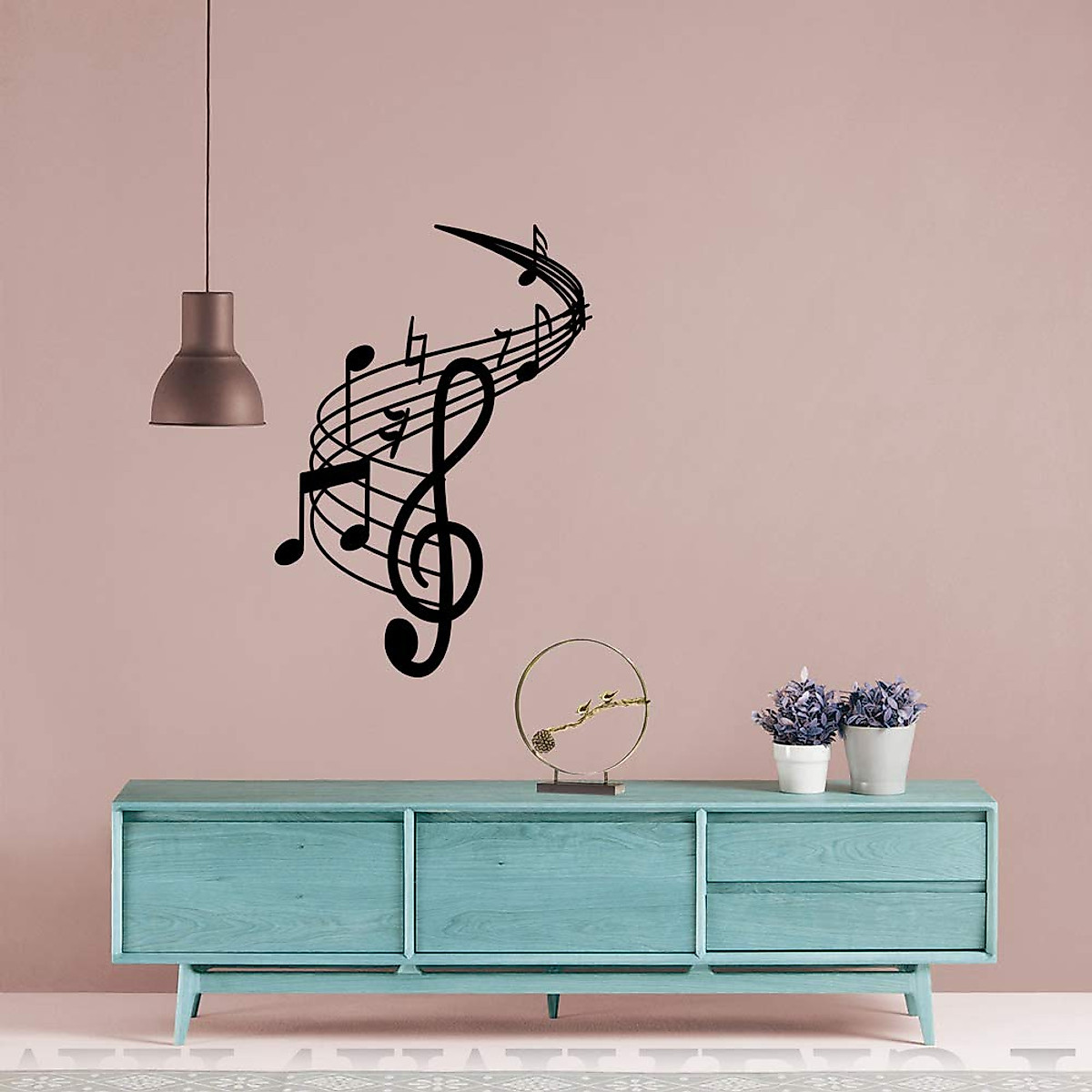 DNVEN Black Music Decals Musical Notes Treble Stave Wall Stickers Peel and Stick for Kids Rooms Girls Rooms Nursery 16 inches x 22 inches