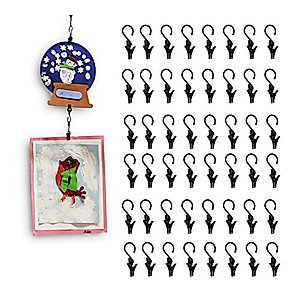 Wallniture Multipurpose Hanging and Photo Clip for Art and Crafts, Wall Decor, 0.5" Steel Black Set of 48 Clips