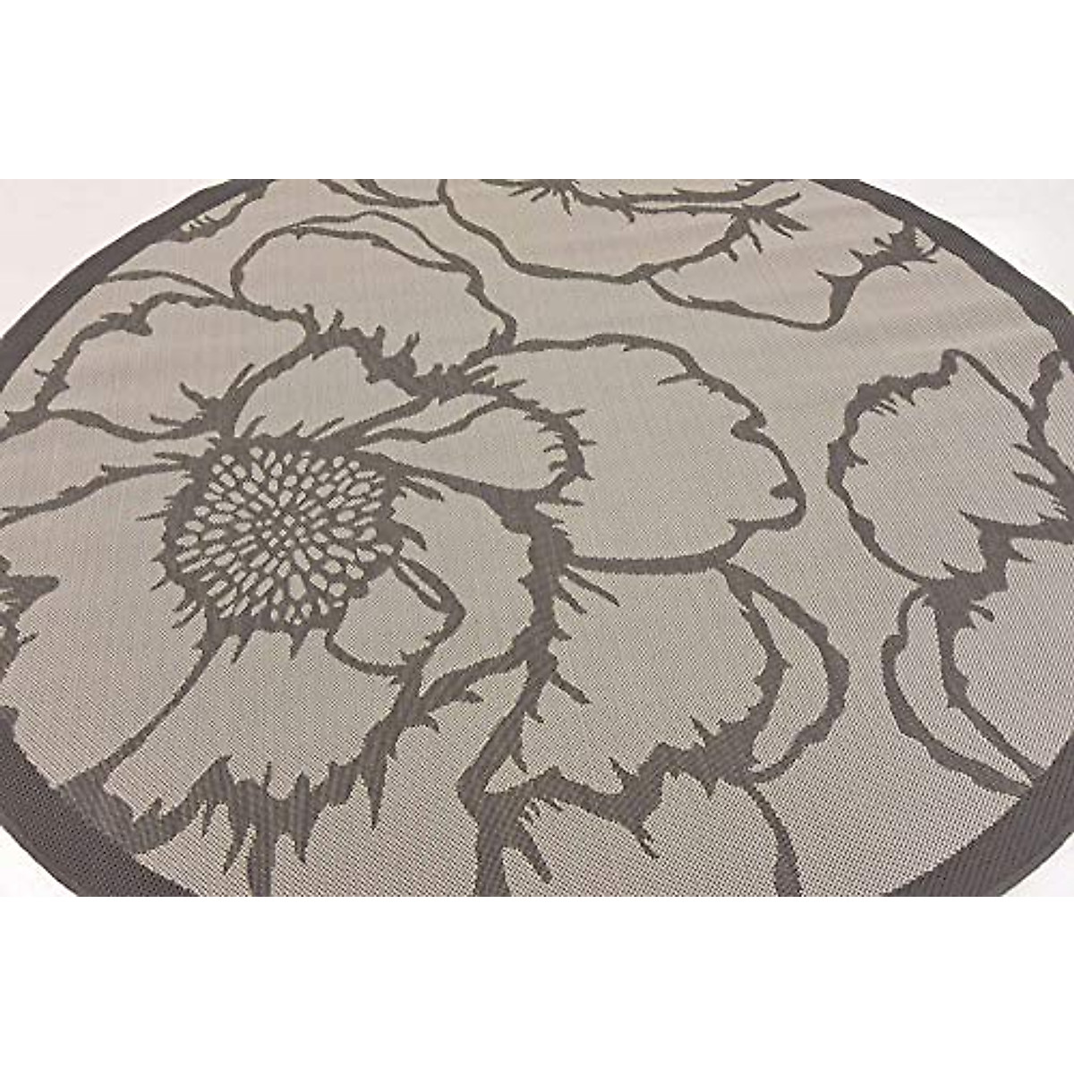 Unique Loom Outdoor Botanical Collection Area Rug - Rose (6' 1" Round, Gray/ Silver)