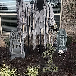 HUREDF Halloween Decoration Outdoor Yard Tombstone: 5 Pack Foam RIP Graveyard Headstones - Graves Scary Gravestones Vintage Yard Signs Lawn Cemetery Decor Outside