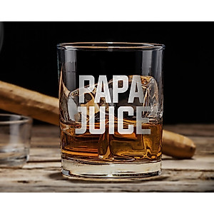 PAPA JUICE Custom Personalized Whiskey Glass - Funny Gift for Dad Uncle Grandpa From Daughter Son Wife - Father's Day