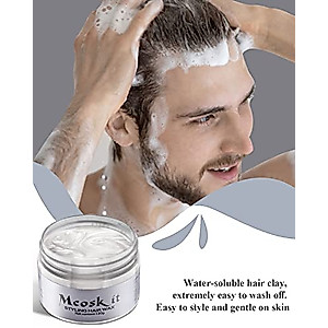 MCOSKIT Hair-Color-Wax for Men & Women, Natural Washable Temporary Hair Dye Clay Pomades & Instant Styling Creams, Fun Hair Mud for Cosplay, Halloween, Party. 4.23oz/White