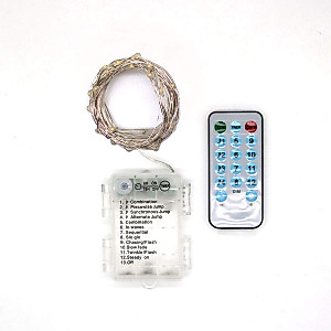 Dreamworth 2 Pack 12 Modes Sound Activated Music String Lights, Battery Operated 16.4Ft 50 LED Silver Wire Fairy Lights with Remote Timer for Bedroom Wedding Party Festival(Warm White)