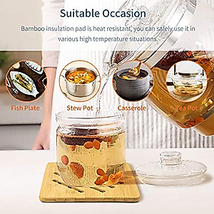 Alfto Hot Pads Trivet,Table Solid Bamboo Wood Trivets for Hot Dishes and Pot with Non-slip Pads Heat Resistant Pads Teapot Trivet 4pcs(Multi Size,2 Square 2 Round)