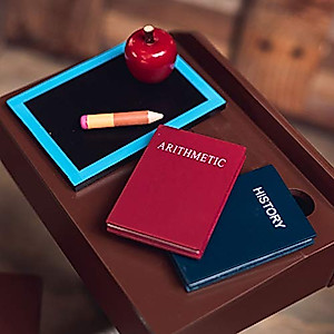 The Queen's Treasures 18 Inch Doll Accessories, 5 Piece Vintage Style School Supply Includes 2 Books, Apple, Chalkboard, Pencil, and Checked Bag, Compatible for Use with American Girl Dolls