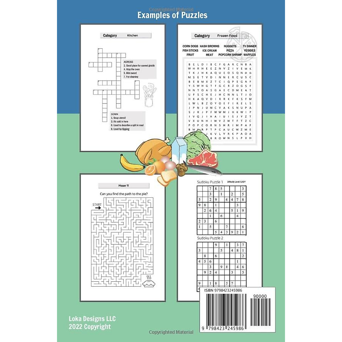 What's Cooking Food-Themed Puzzle Book: Word Searches, Crosswords, Sudoku, Mazes | Travel Size | Food and Kitchen Related Puzzles (Puzzle Books)