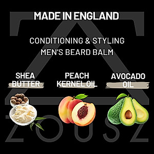 ZOUSZ Black Oud Beard Balm for Men, Moisturizing Beard Butter & Beard Dandruff Remover, Natural & Organic Beard Styling Balm & Beard Tamer with Shea Butter, 2 Fl Oz