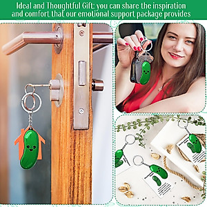JaGely Inspirational Positive Cucumber Pickle Keychain Emotional Support Pickle Employee Appreciation Gift Bulk Cards Bags(50 Sets)