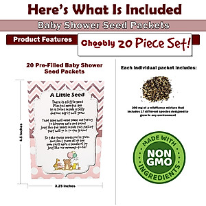 Mommy to Bee Seed Packets | Girl or Boy Baby Shower Favors for Guests | 20 Wildflower Seeds Packets | Pre-Filled | Bouquet Wildflower Mix | Non-GMO Seeds | Gender Neutral | Oh baby | Gifts (Girl Pink)