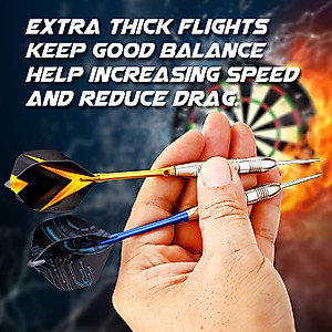 centaur 90Pcs Dart Flights with Flight Protectors, 30 Sets Durable Standard PET Dart Flights for Soft Tip Steel Tip Darts