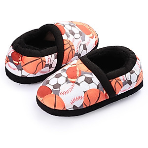 Boys Home Slippers Kids Warm Bedroom Slippers Fur Lined Winter Indoor Shoes (Toddler/Little Kid/Big Kid)