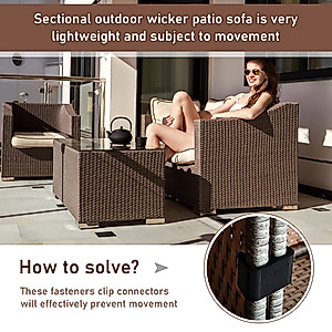 Outsunny Furniture Clips, Outdoor Sectional Couch Connectors, Wicker Furniture/Chair Clamps for a Module Patio Sofa, Set of 10