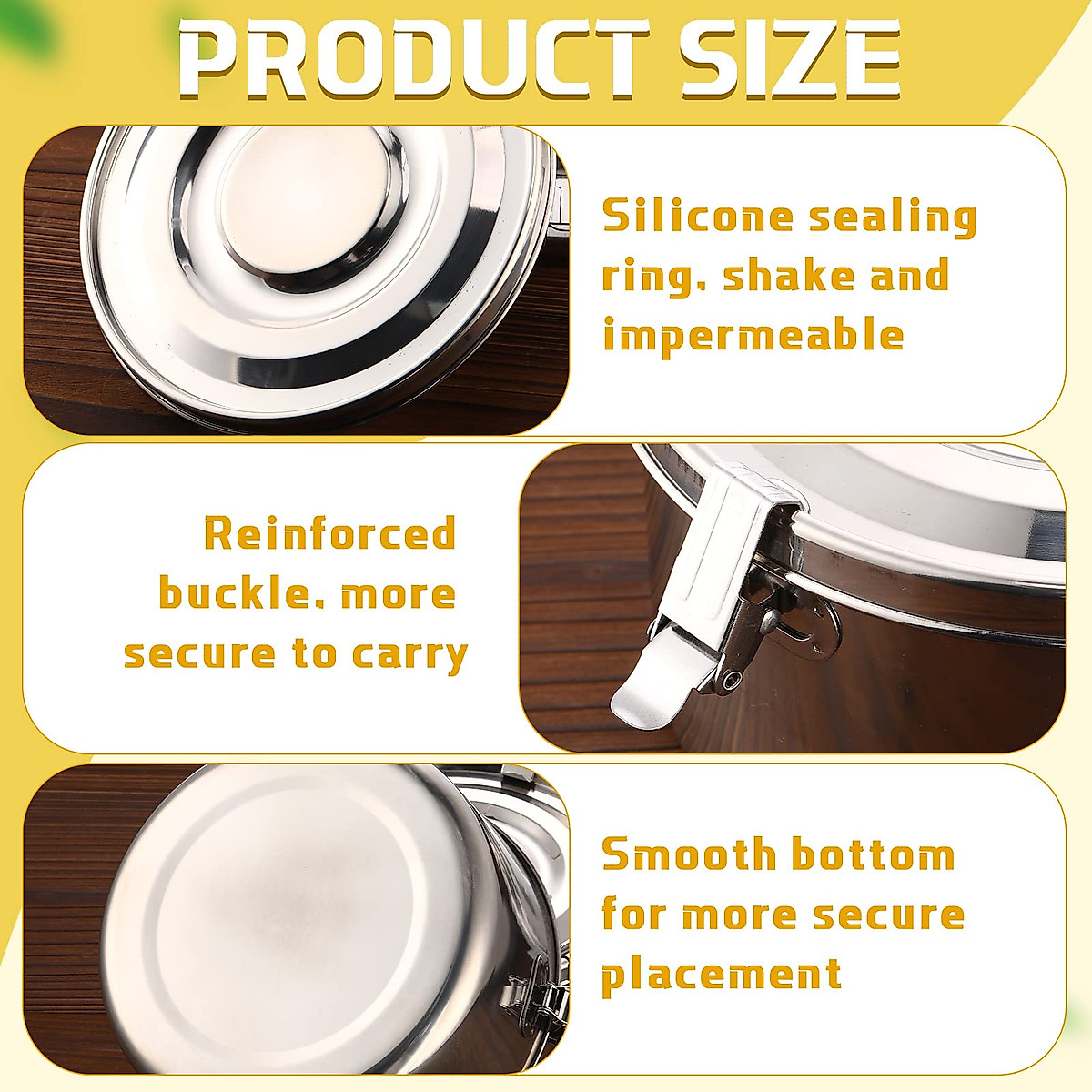 6 Pieces Stainless Steel Food Storage Containers Snack Lunchbox Metal Containers with Lid for Kids Flour Sugar Canisters Smell Proof Stackable Leakproof for Camping Trip Picnic Soup Salad Leftover