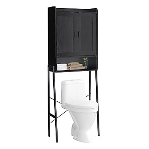 apexnova Over The Toilet Storage Cabinet, Wooden Space-Saving Bathroom Organizer Shelf Over Toilet Storage Rack with Double Door and Adjustable Feet
