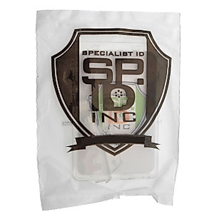 Permanent Locking Hard Plastic Badge Holder - Vertical Clear Heavy Duty Secure Case Holder for One or Two I'd Cards by Specialist ID