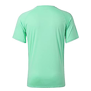 Willit Men's UPF 50+ Sun Protection Shirt Rashguard Swim Shirt Short Sleeve SPF Quick Dry Fishing Shirt Light Green 2XL
