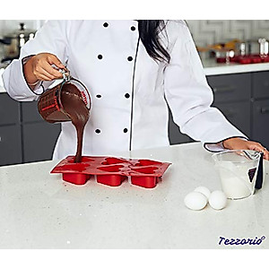 Tezzorio 6-Cavity Heart Silicone Baking Mold, BPA Free, Non-Stick Baking Molds/Cake Pans