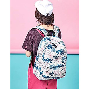 mygreen Backpacks for Kids, Flowers and Leaves Backpack Light Daypack School Bag Shoulder Bags Handbag White-Medium