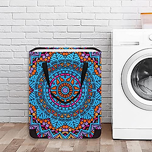 Mandala Geometric Floral Laundry Basket Collapsible Storage bin with Handles for Hamper,Kids Room,Toy Storage