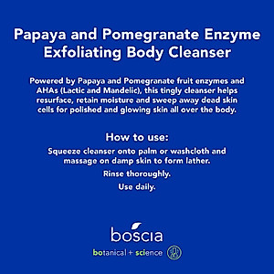 boscia Papaya & Pomegranate Enzyme Exfoliating Body Cleanser - Vegan, Cruelty-Free, Natural & Clean Skin Care - Body Cleanser Gel - For All Skin Types - 8.4 oz