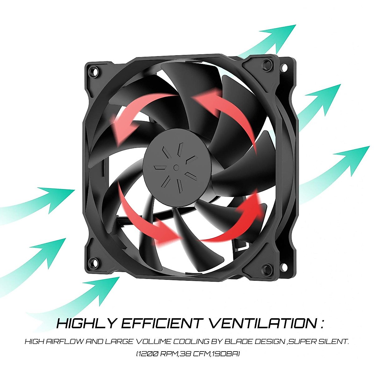 uphere 3-Pack Long Life Computer Case Fan 120mm Cooling Case Fan for Computer Cases Cooling,12BK3-3