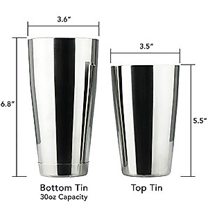 PG Boston Cocktail Kit - 2PC Premium Stainless Steel Shaker Set - 30oz Gloss Finish ​2-Piece Shaker - Bartender Kit