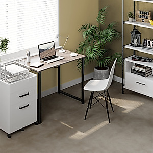 Coleshome 31 Inch Computer Desk, Modern Simple Style Desk for Home Office, Study Student Writing Desk,Grey Oak