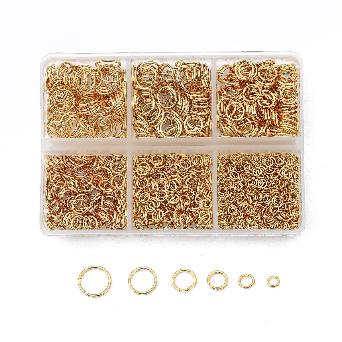 DADIFEN 18K Gold Jump Rings for Jewelry Making 3/4/5/6/7/8mm Jump Rings 22 Gauge Open Ring O Rings for DIY Necklaces Bracelet Earrings Chainmail Keychain Jewelry Making