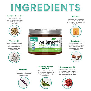 Wellements Organic Baby Chest and Foot Rub | Soothes and Comforts with Eucalyptus and Lavender | Certified Organic | Free From Petroleum, Menthol and Artificial Fragrance | 1.8 Fl Oz. | 3 Months+