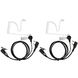KANMIT Kenwood Earpiece Headset for Baofeng Walkie Talkie uv-5r uv-9r bf-888s bf-f8hp tk-2202 tk-2402 tk-3402 nx-200 nx-320 Icom Retevis Radio with Covert Acoustic Tube Earphone and PTT mic (2 Pack)