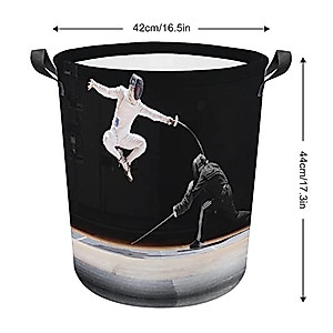 Fencing Sports Large Laundry Basket Hamper Bag Washing with Handles for College Dorm Portable