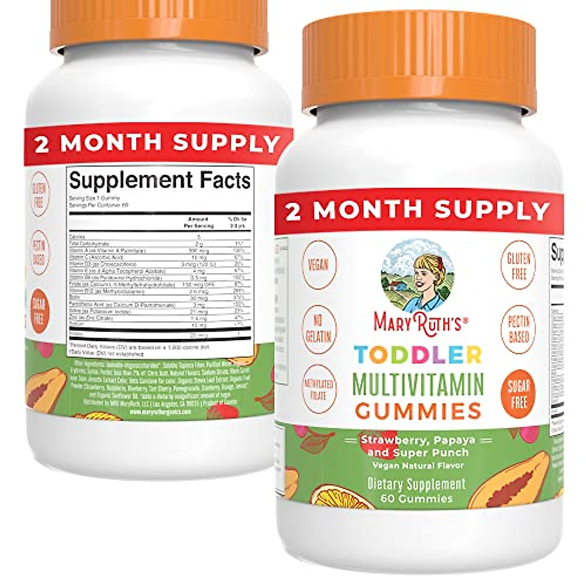 Toddler Multivitamin Gummies & USDA Organic Elderberry Liquid Drops for Toddlers Bundle by MaryRuth's | Vitamin C, D3, Zinc | Overall Health | Vegan | Non-GMO | Gluten Free