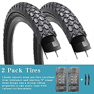 2 Pack Beach Cruiser Bike Tire 26" x 2.125" Folding Bicycle Replacement Tires-Black/White Side Wall… (Pair Black Wall)…