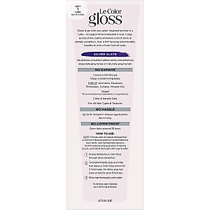 L'Oreal Paris Le Color Gloss One Step Toning Gloss, In-Shower Hair Toner with Deep Conditioning Treatment Formula for Gray Hair, Silver Slate, 1 Kit